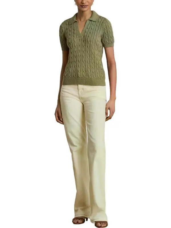 Ralph Lauren Cable-knit Short-sleeve Polo Sweater - Green
