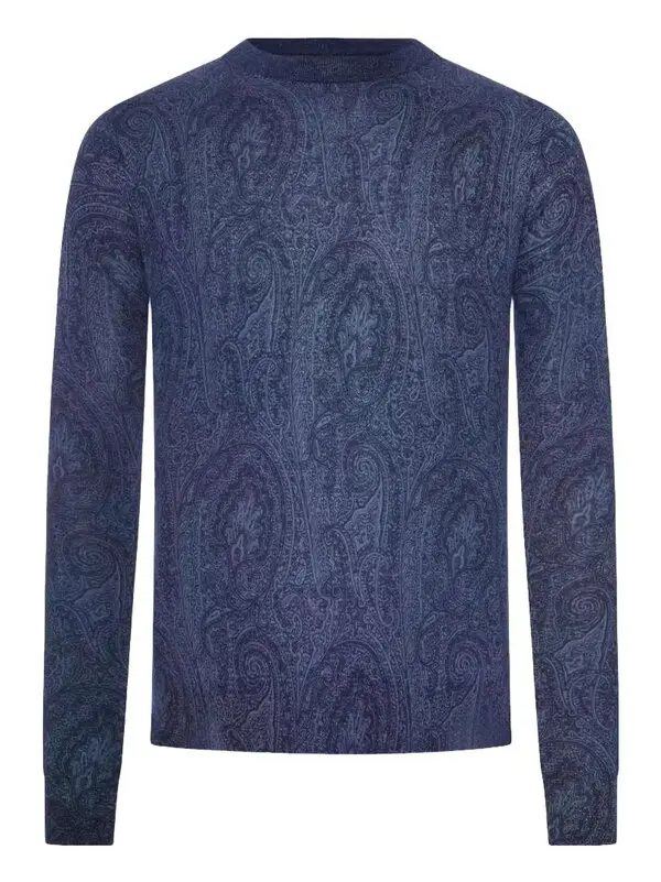 Etro Paisley-print Long-sleeve Sweater - Blue