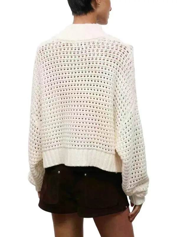 Staud Open-knit Quarter-zip Sweater - Neutrals