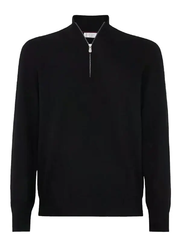 Brunello Cucinelli Cashmere Half-zip Sweater - Black