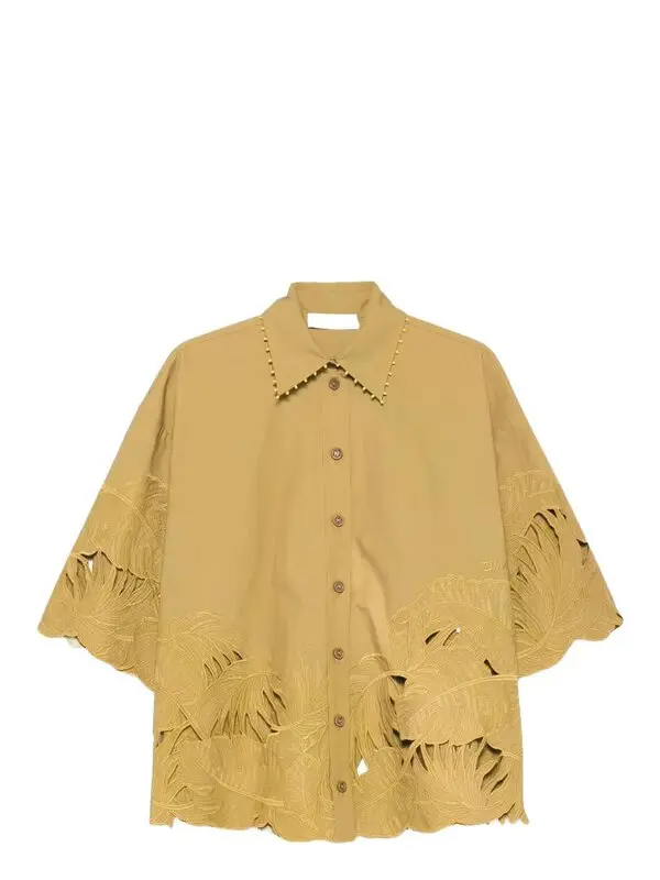 Zimmermann Mahon Cut-out Embroidered Shirt - Neutrals
