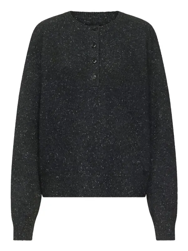 Loulou De Saison Oversized Cashmere Henley Sweater - Grey
