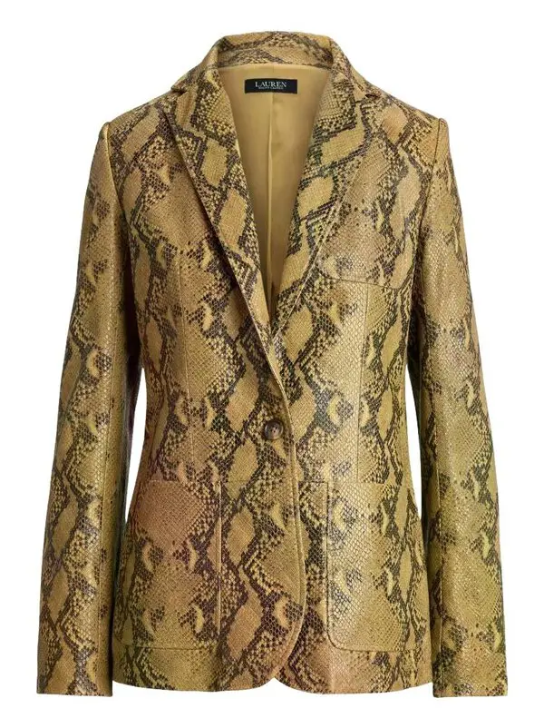 Ralph Lauren Python-embossed Lambskin Blazer - Neutrals