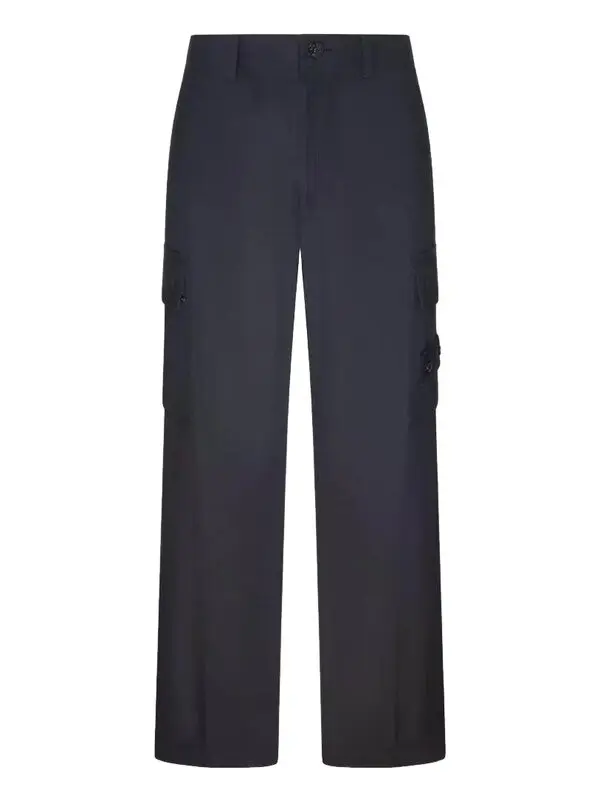 Stone Island Wide-leg Logo Patch Cargo Pants - Black
