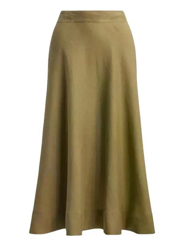 Ralph Lauren Linen A-line Midi Skirt - Green