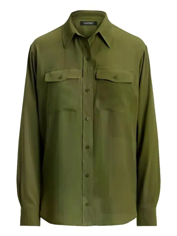 Ralph Lauren Relaxed Fit Georgette Shirt With Pocket Detail - Green