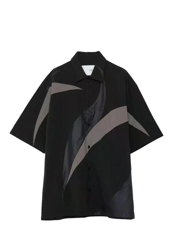 YOSHIOKUBO Ellipse Abstract-patchwork Short-sleeve Shirt - Black