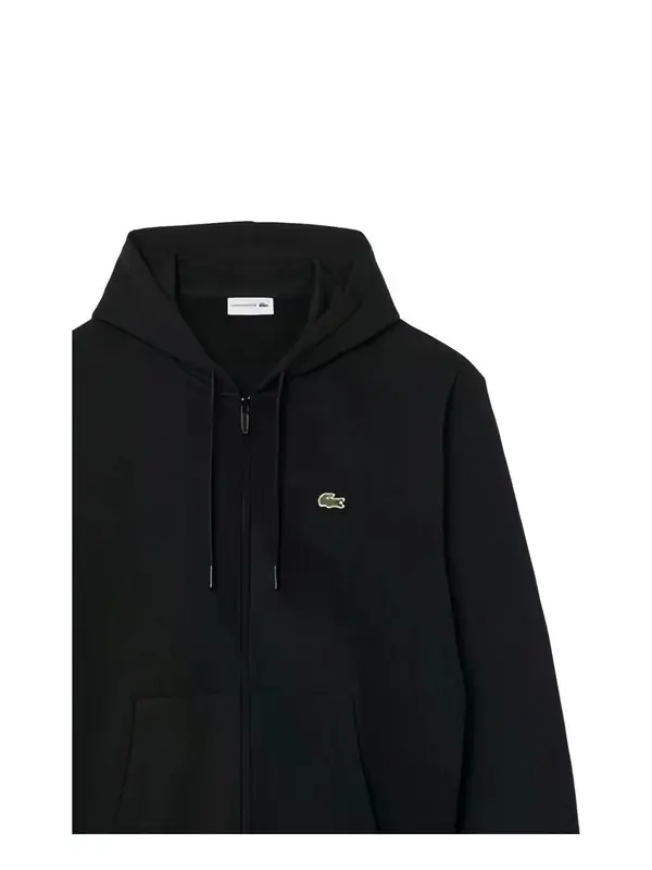 Lacoste Full Zip Hoodie With Logo - Black