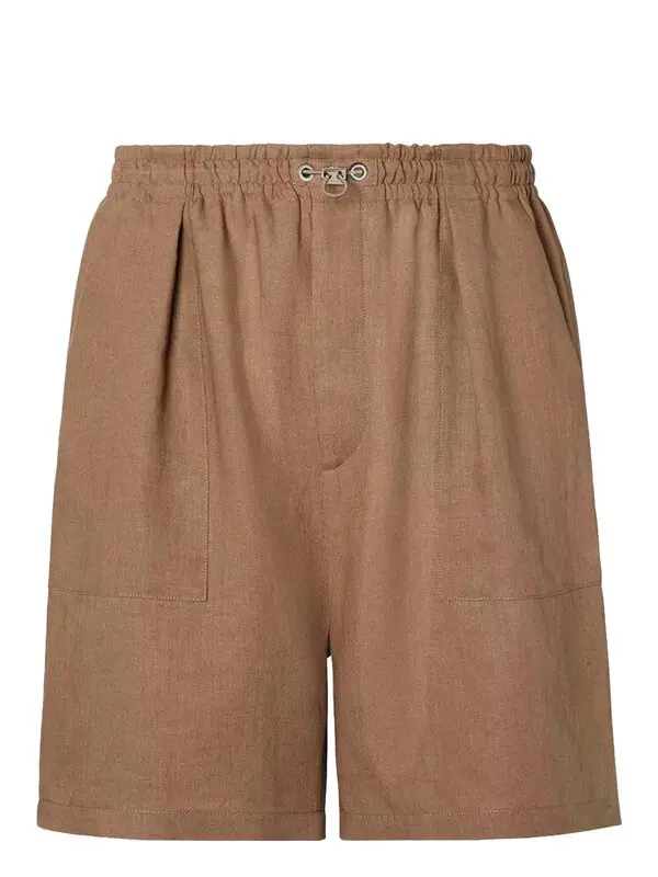 Fendi Linen Drawstring Waist Shorts - Brown