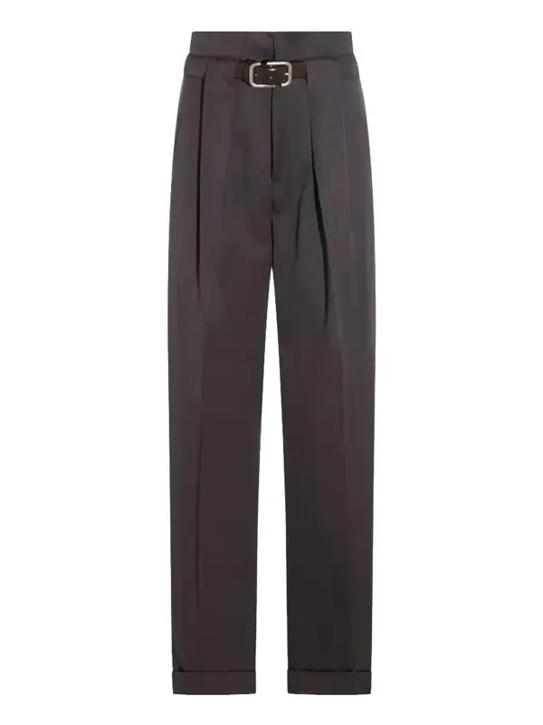 Attico Belted Pleated Trousers - Grey