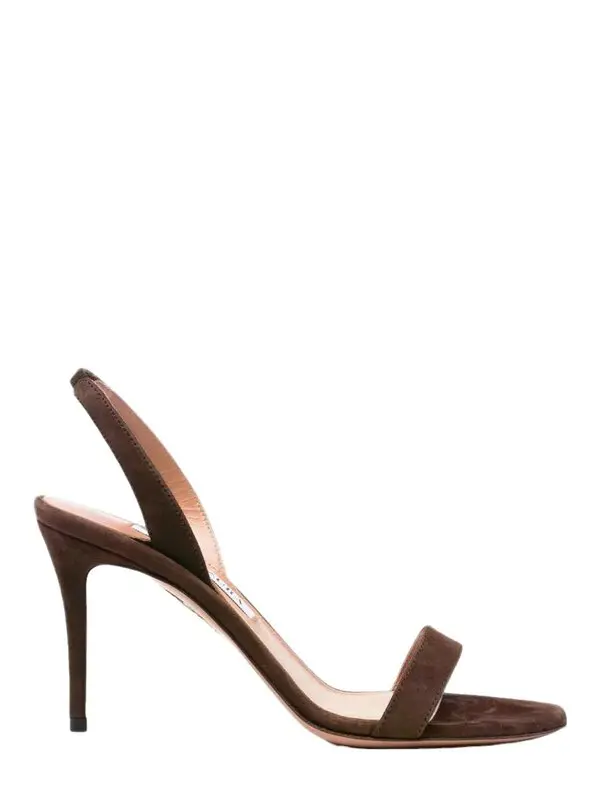 AQUAZZURA Suede Slingback Stiletto Sandals - Brown