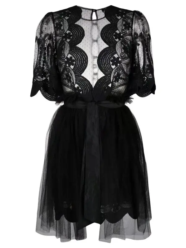 Elisabetta Franchi Lace-panelled Tulle Mini Dress - Black