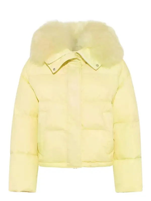 YVES SALOMON Shearling Trim Down Jacket - Yellow