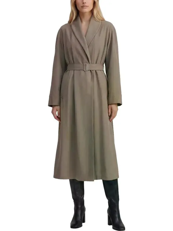 Vintage Belted Shawl-lapel Coat - Green