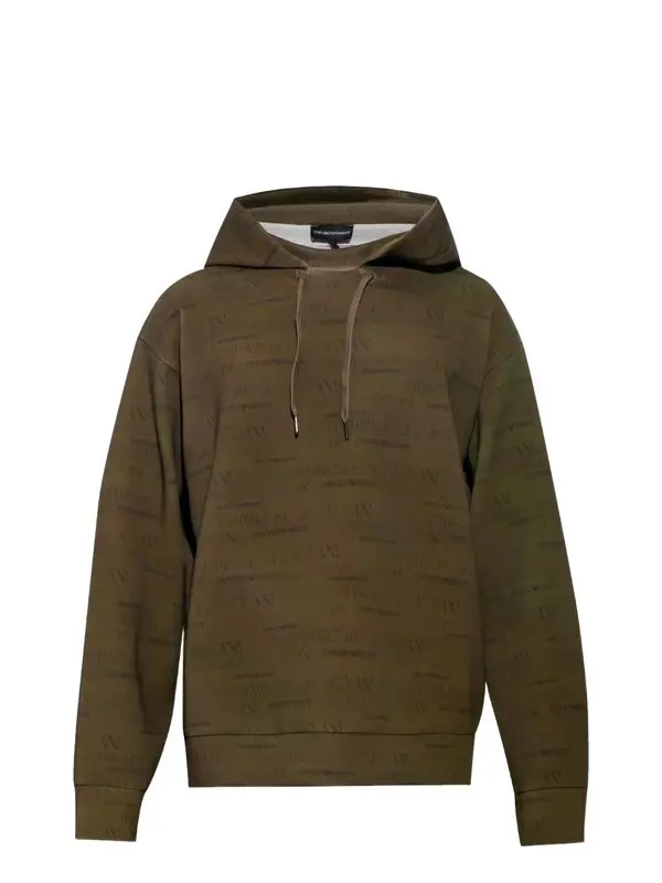 Emporio Armani Monogram Print Hoodie - Green