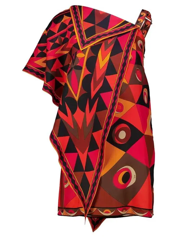 Emilio Pucci Geometric Print Silk Mini Dress - Red