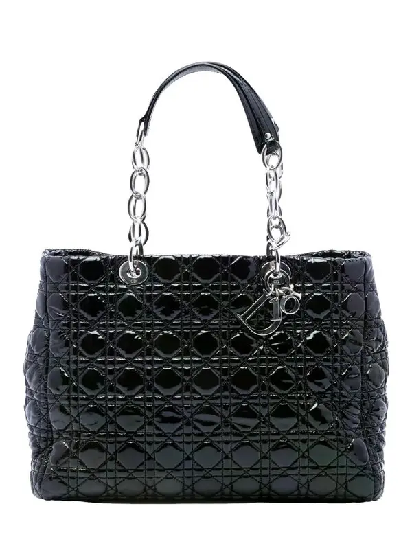 Dior 2012 Large Patent Cannage Lady Soft Shopping Tote Bag - Black