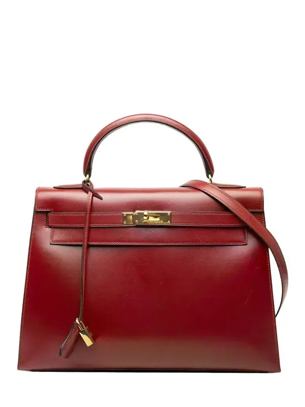 Hermès 1996 Box Calf Kelly Sellier 32 Satchel - Red