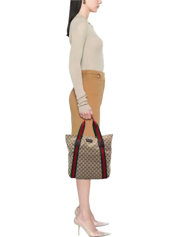Gucci Gg Canvas Web Tote Bag - Neutrals