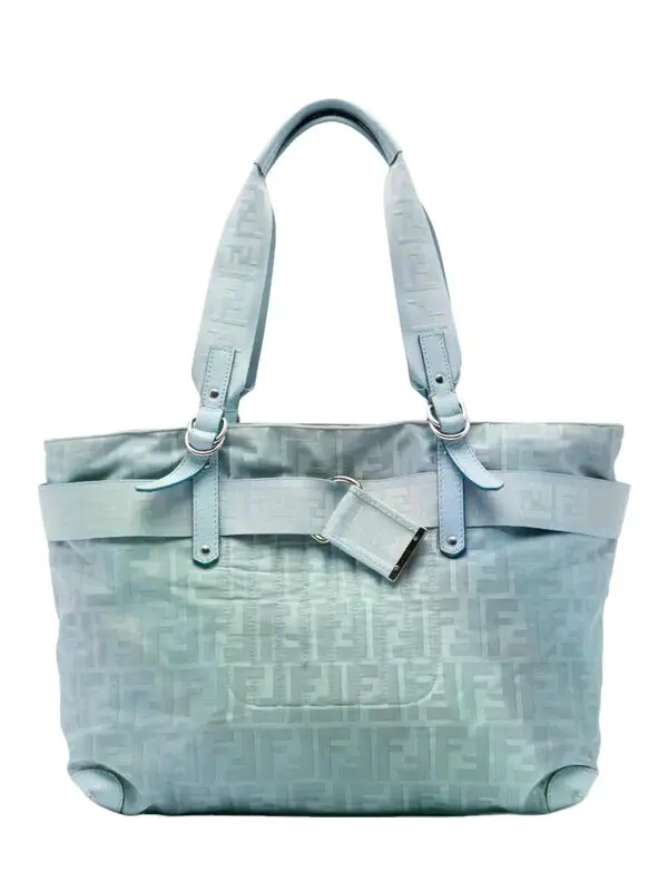 Fendi Zucca Nylon Zip Code Tote Bag - Blue