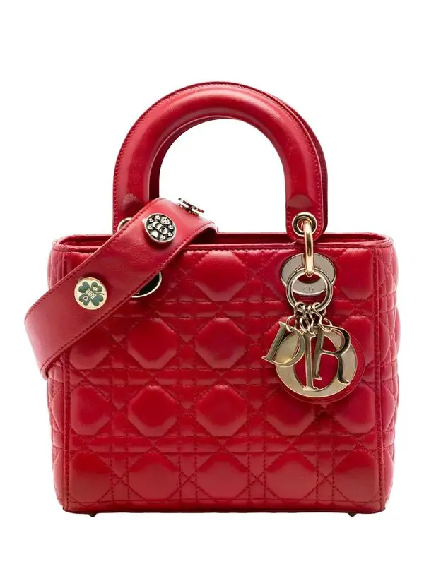 Dior Lambskin Cannage Lady Satchel - Red