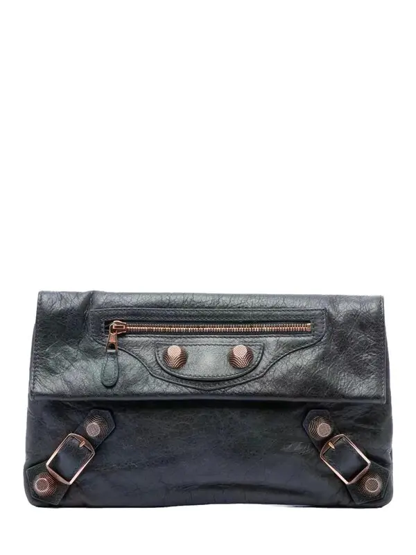 Balenciaga Lambskin Leather Envelope Clutch Bag - Blue