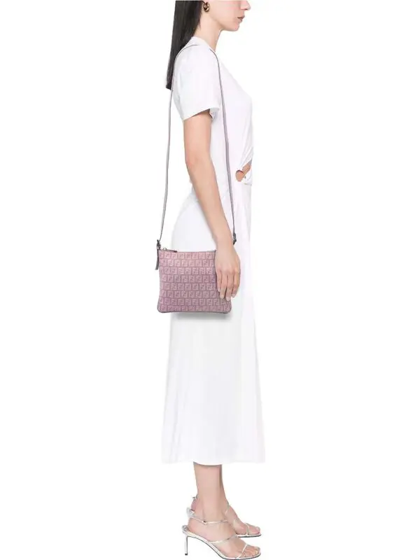 Fendi Zucchino Canvas Crossbody Bag - Pink