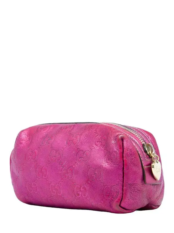 Gucci Metallic Embossed Leather Pouch - Pink