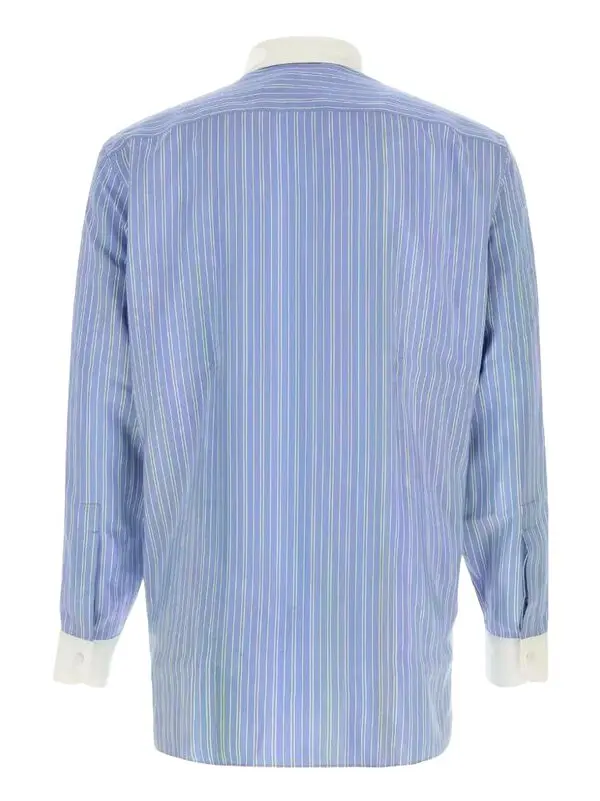 TOM FORD Striped Embroidered Silk Shirt - Blue