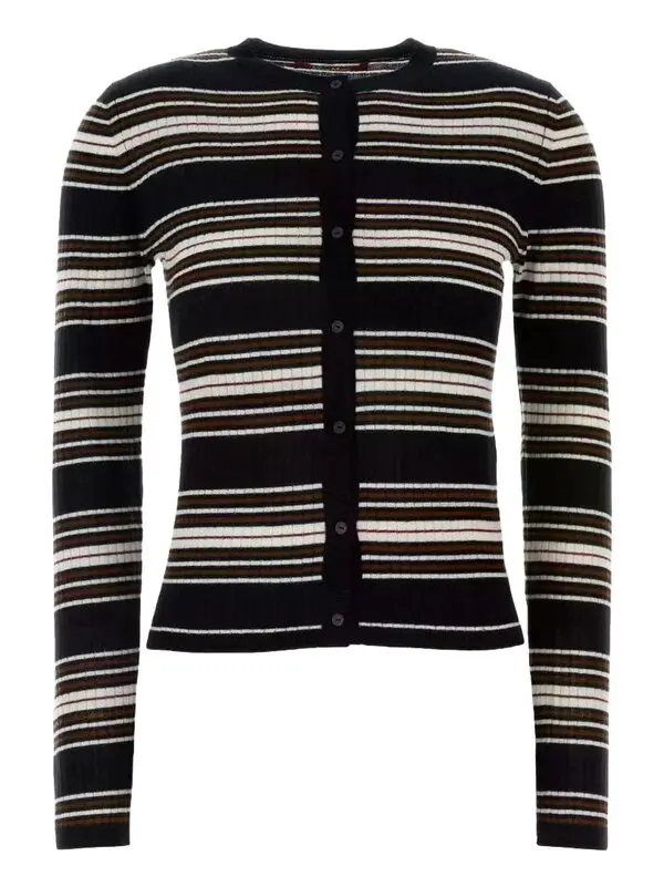Max Mara Striped Ribbed-knit Silk Cardigan - Black
