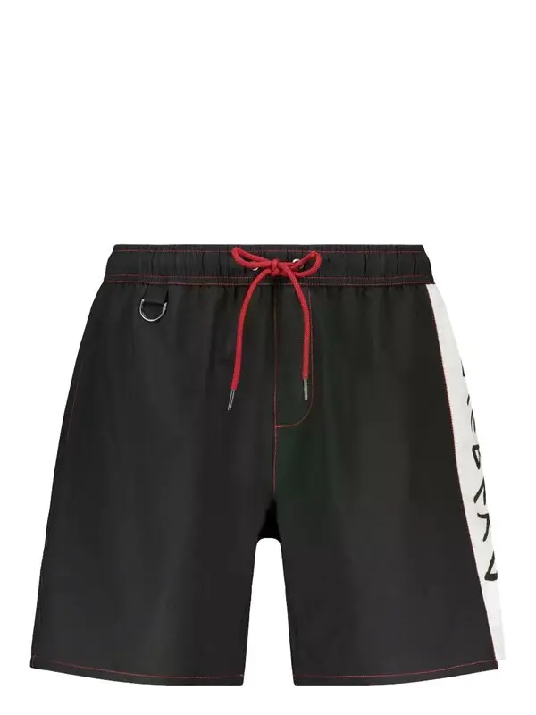 Iceberg Logo Print Swim Shorts - Black