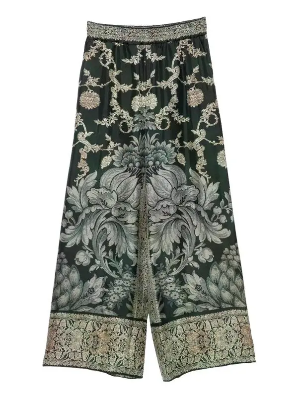 PIERRE-LOUIS MASCIA Baroque Print Wide-leg Trousers - Black