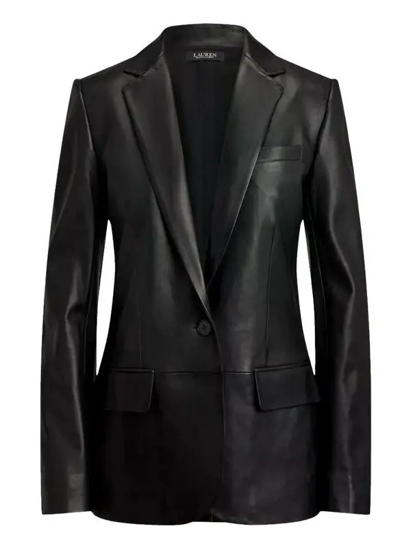 Ralph Lauren Single-button Leather Blazer - Black