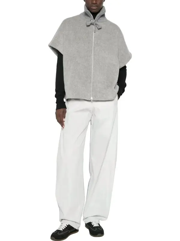 Herno High-neck Cap-sleeve Jacket With Bow Detail - Grey