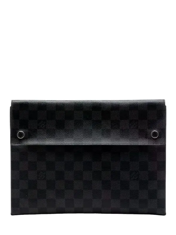 LOUIS VUITTON 2020 Damier Graphite Alpha Triple Pochette Clutch Bag - Black