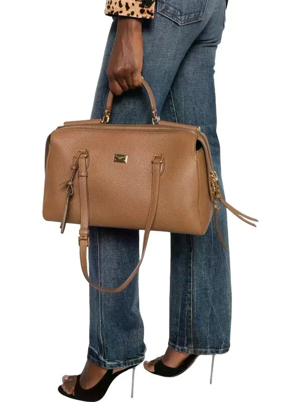 Dolce & Gabbana Logo Plaque Tote Bag - Brown