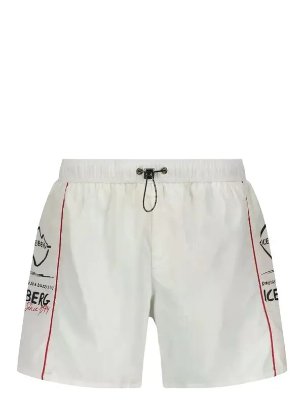 Iceberg Graphic Print Swim Shorts - White