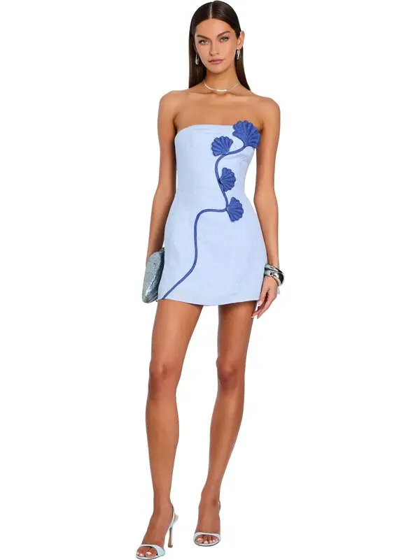 Azulu Dante Strapless Mini Dress - Wave Blue