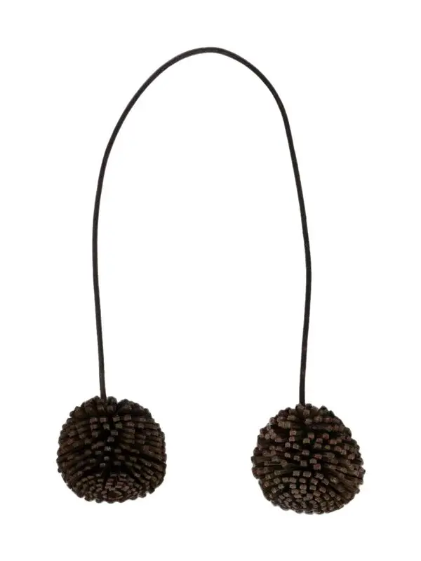 Dragon Diffusion Leather Pom-pom Charm With Cord Strap - Brown