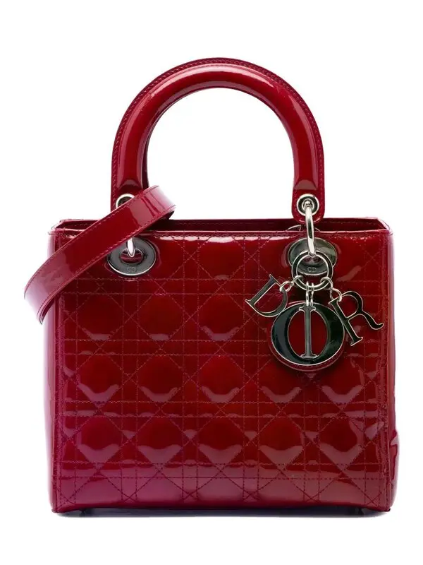 Dior Patent Cannage Lady Satchel - Red