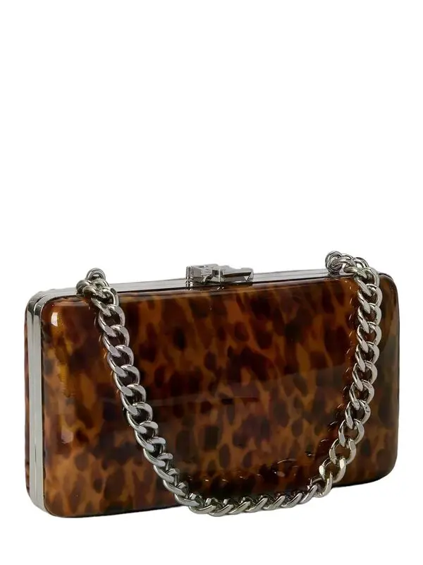 Ralph Lauren Franki Tortoiseshell-print Leather Clutch Bag - Brown