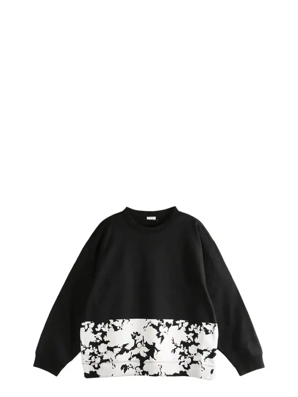 Dries Van Noten Long Sleeve Sweatshirt With Printed Hem - Black