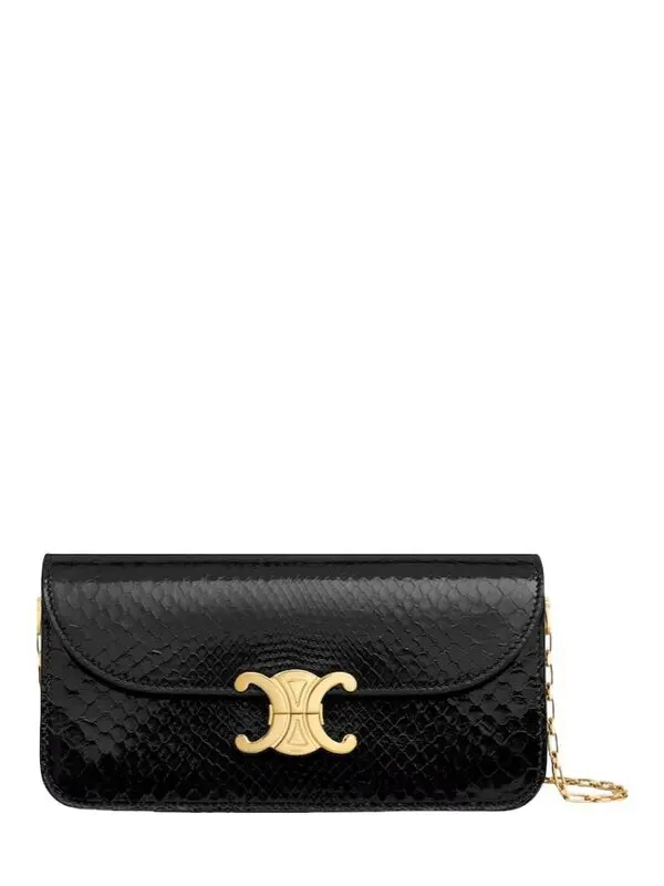 Celine Small Chain Triomphe In Python - Black