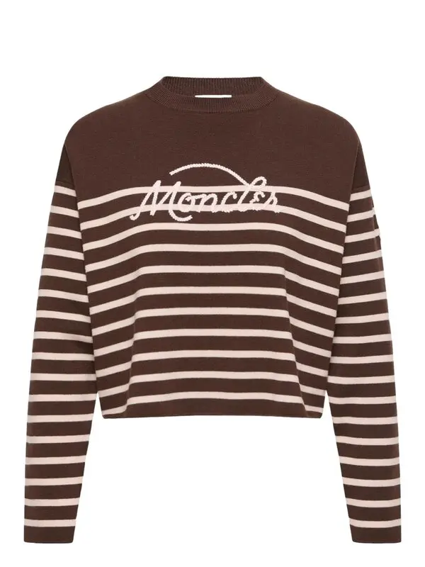 Moncler Striped Wool Sweater - Brown