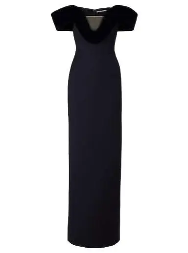 David Koma Off-shoulder Wool-blend Bustier Gown - Black