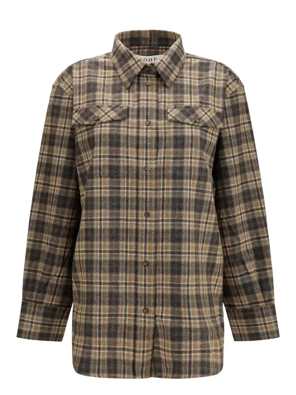 RÓHE Oversized Check Shirt - Brown