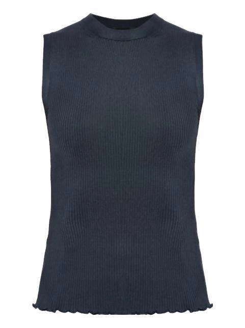 Alaïa Ribbed High Neck Sleeveless Top - Navy