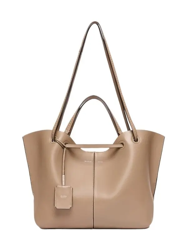 Max Mara Double Nappa Leather Shopper Bag - Mud