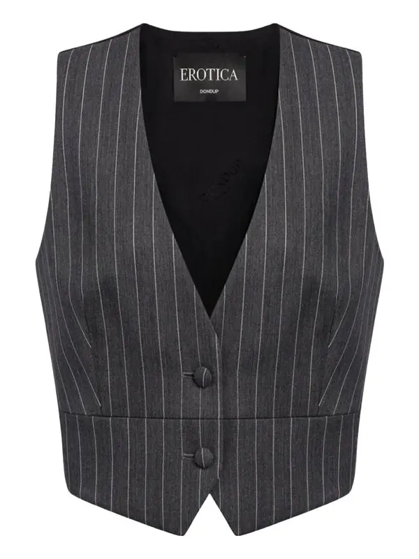 DONDUP Pinstripe V-neck Vest - Grey