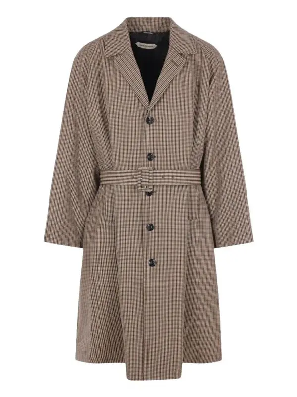 NAMACHEKO Single-breasted Wool Checked Coat - Brown